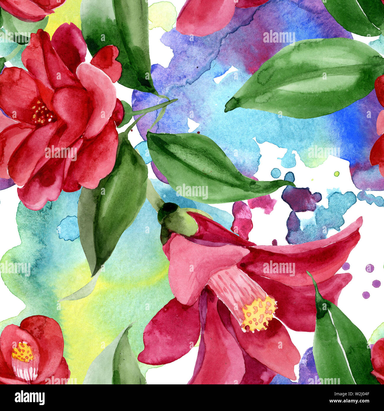 Red camelia floral botanical flower. Wild spring leaf wildflower ...