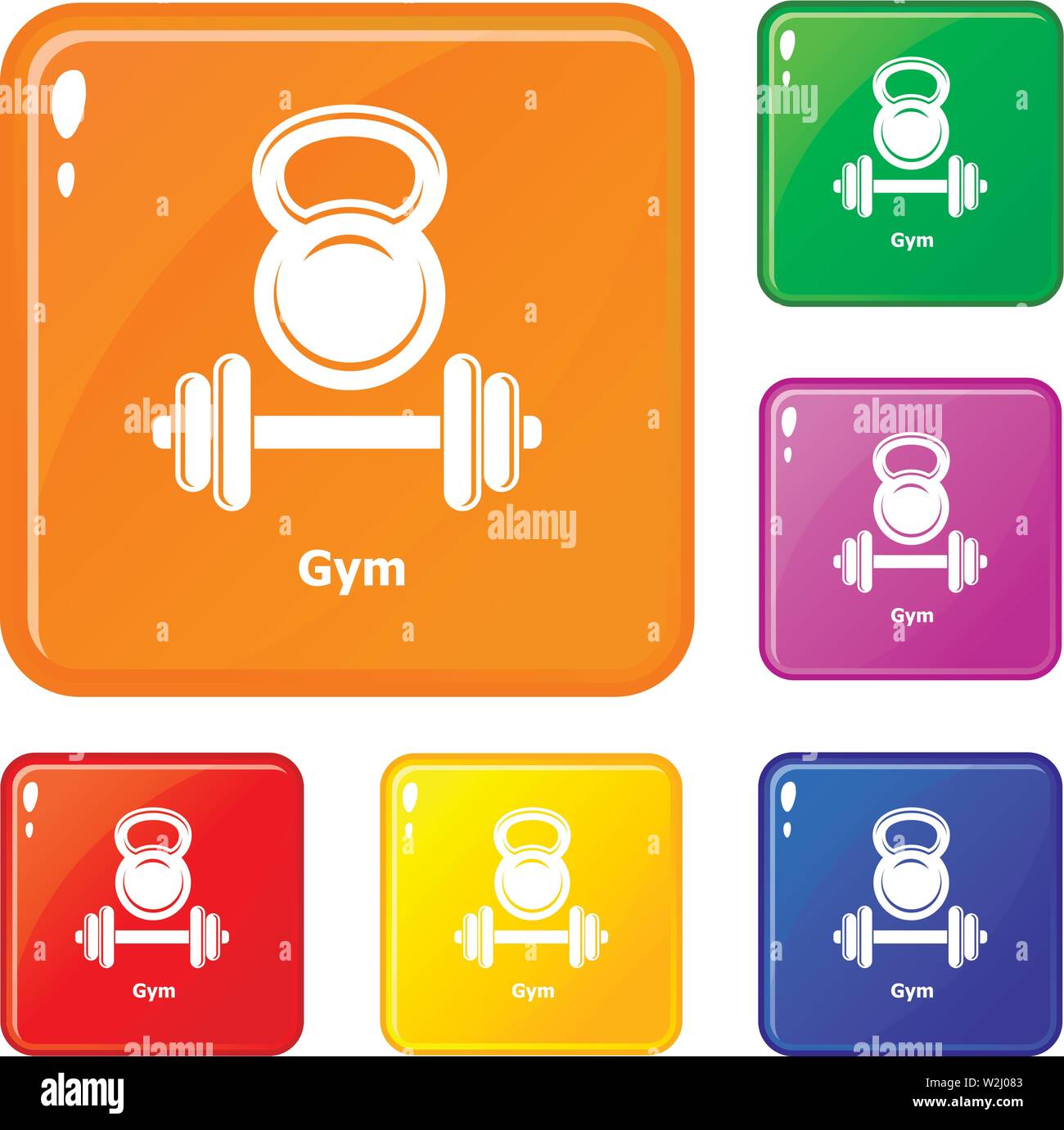Gym metall icons set vector color Stock Vector Image & Art - Alamy