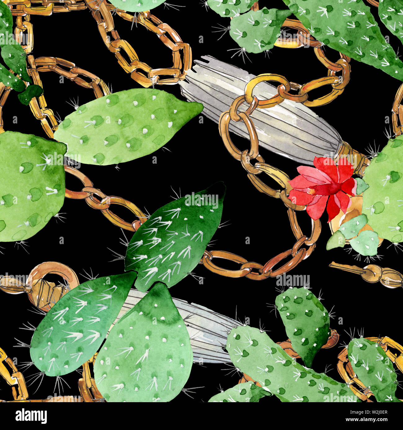 Green cactus floral botanical flowers. Wild spring leaf wildflower ...