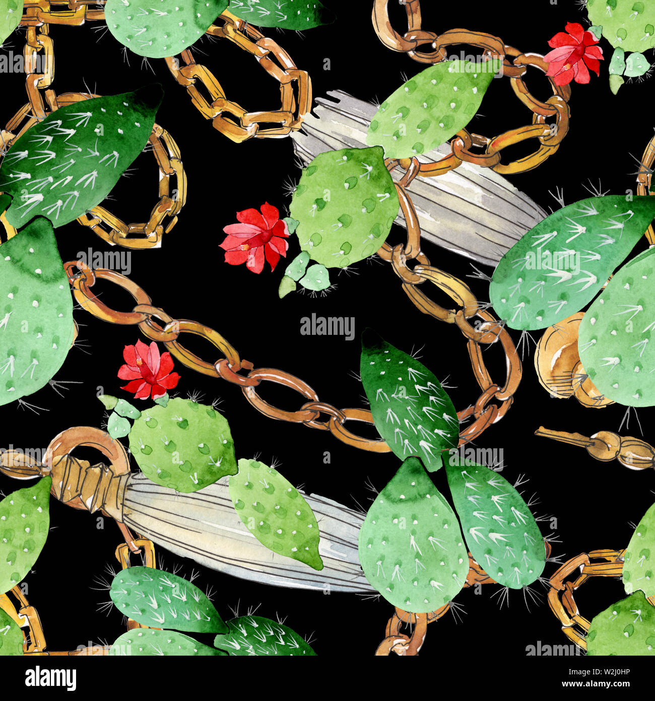 Green cactus floral botanical flowers. Wild spring leaf wildflower ...