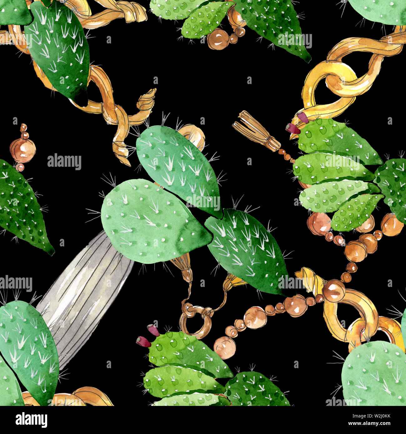Green cactus floral botanical flowers. Wild spring leaf wildflower ...