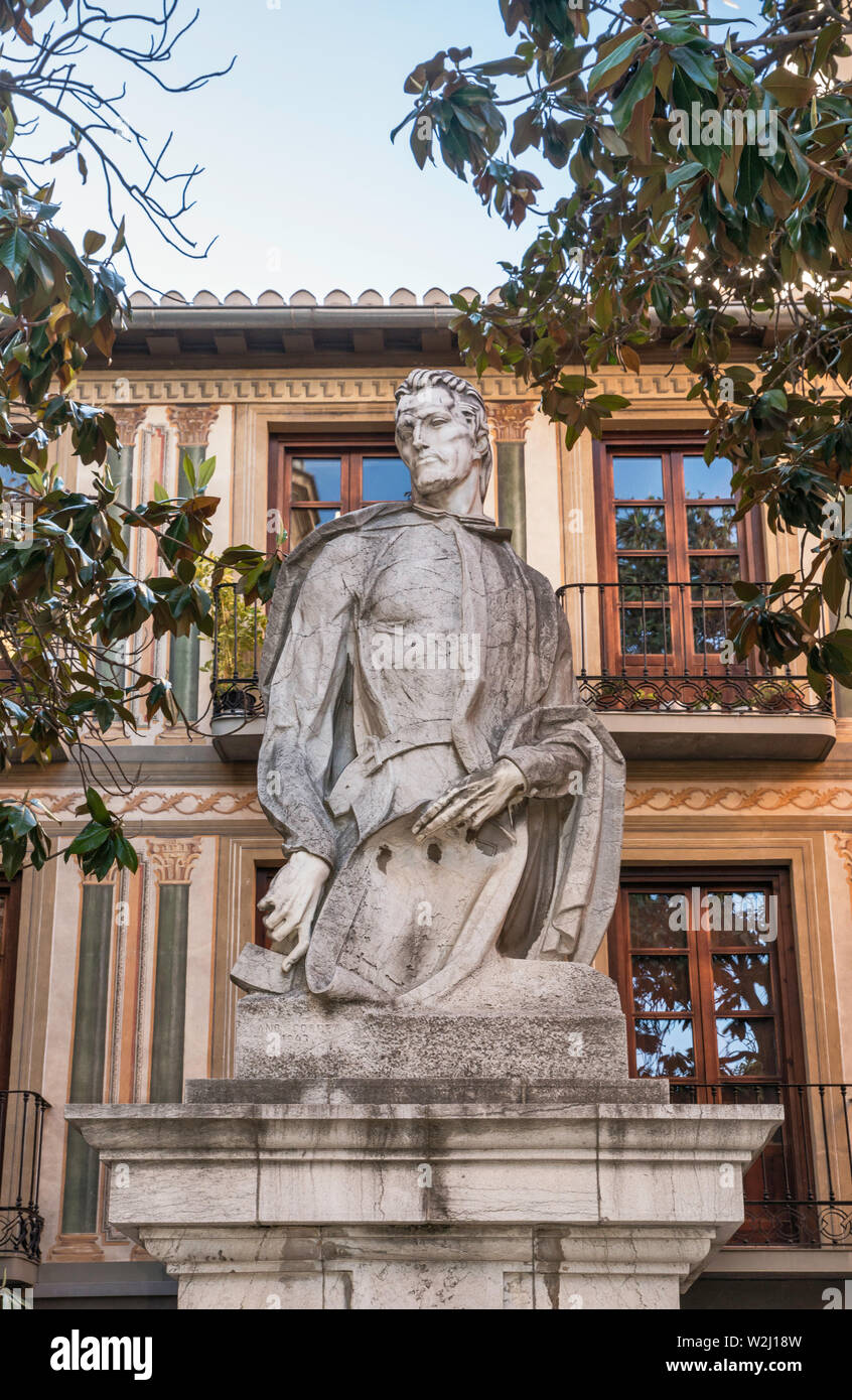 Statue of Alonso Cano, by Antonio Cano Correa, 1943, at Plaza Alonso ...
