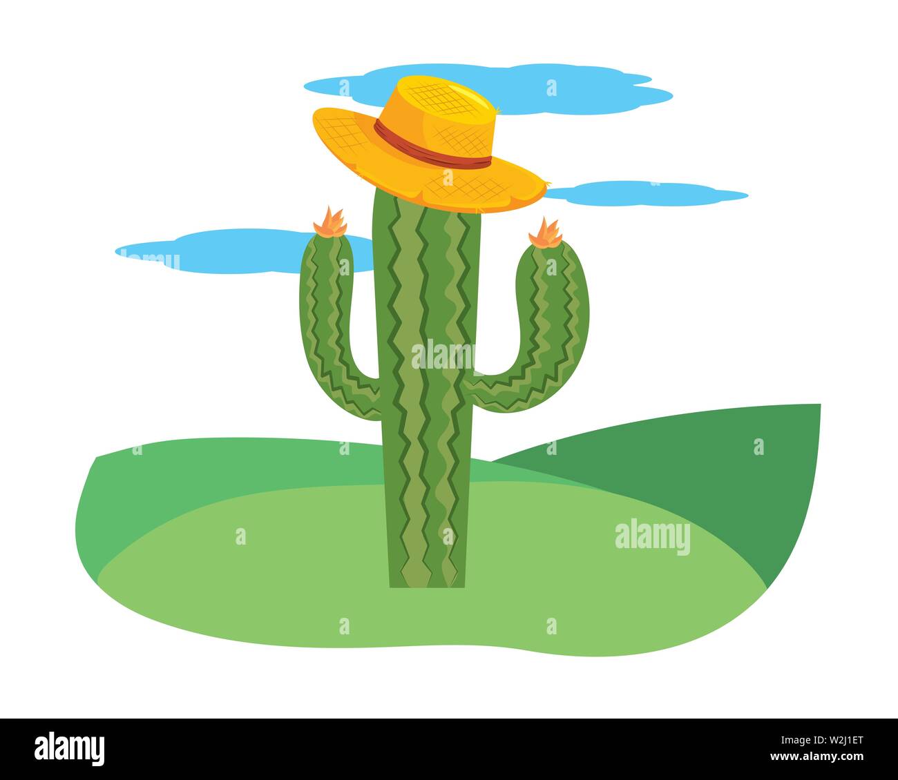 cactus outdoor wearing hat cartoon vector illustration graphic design ...