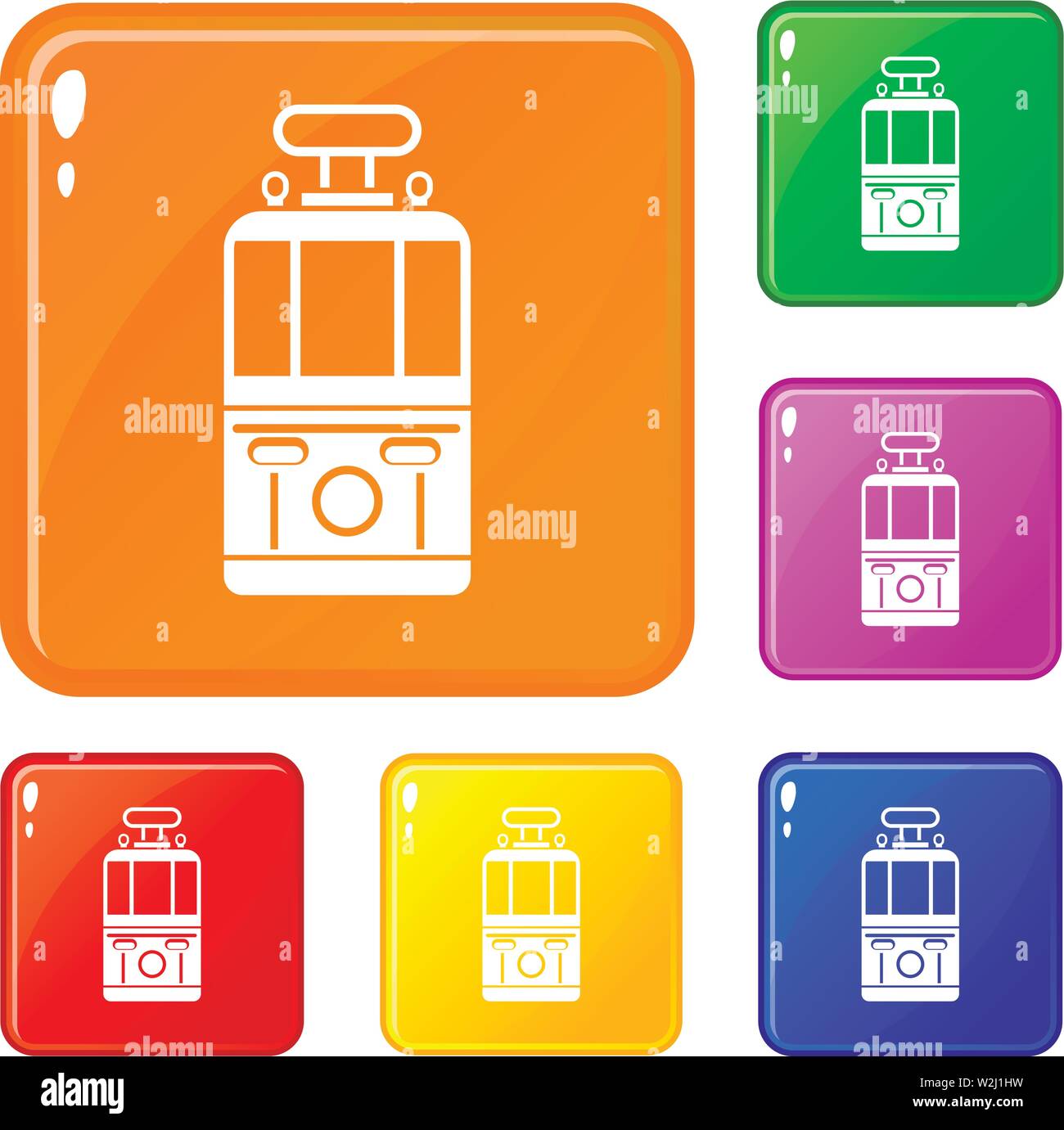 Tram front view icons set vector color Stock Vector Image & Art - Alamy
