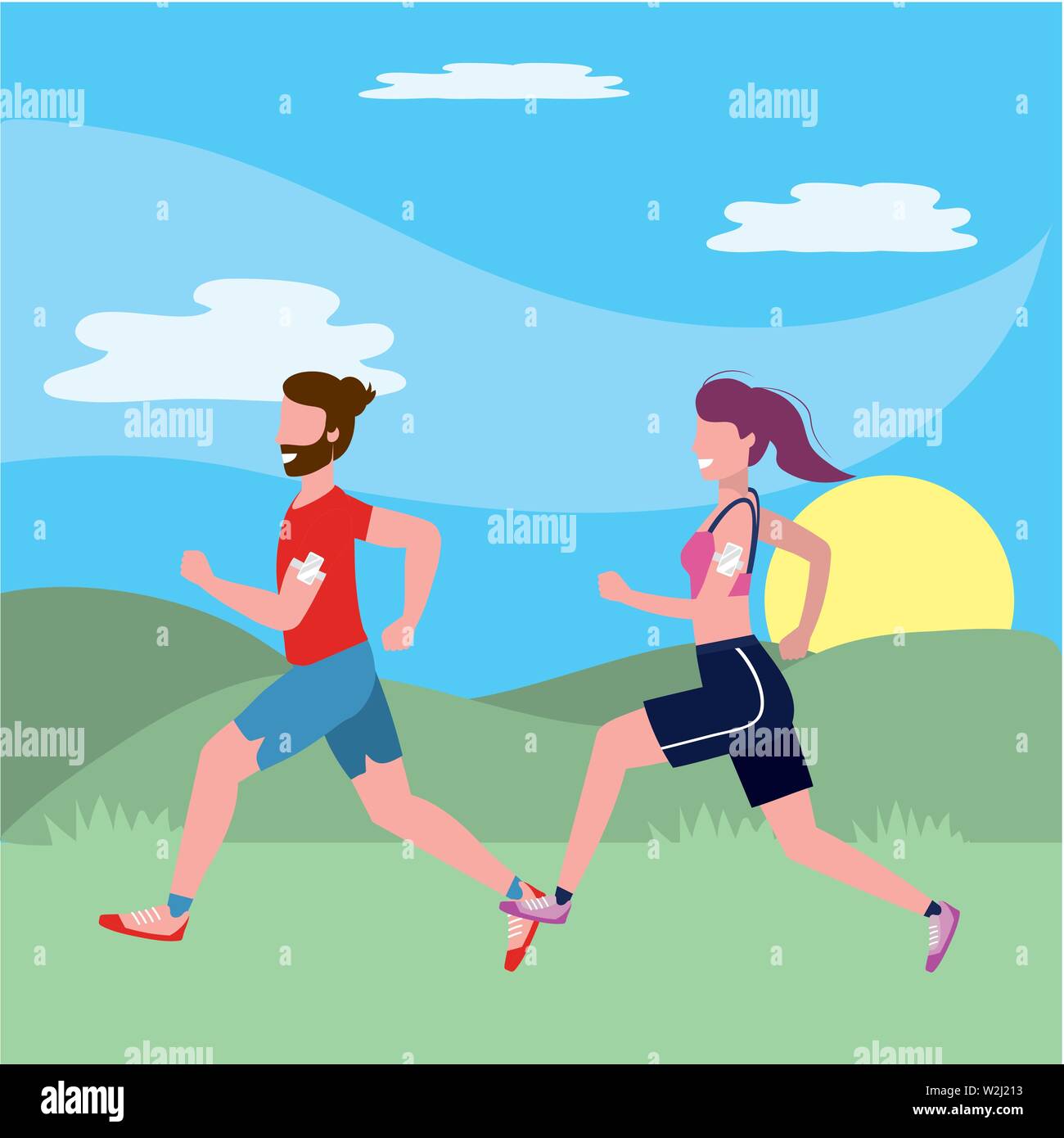 fitness exercise couple running workout healthy fit lifestyle outdoor ...