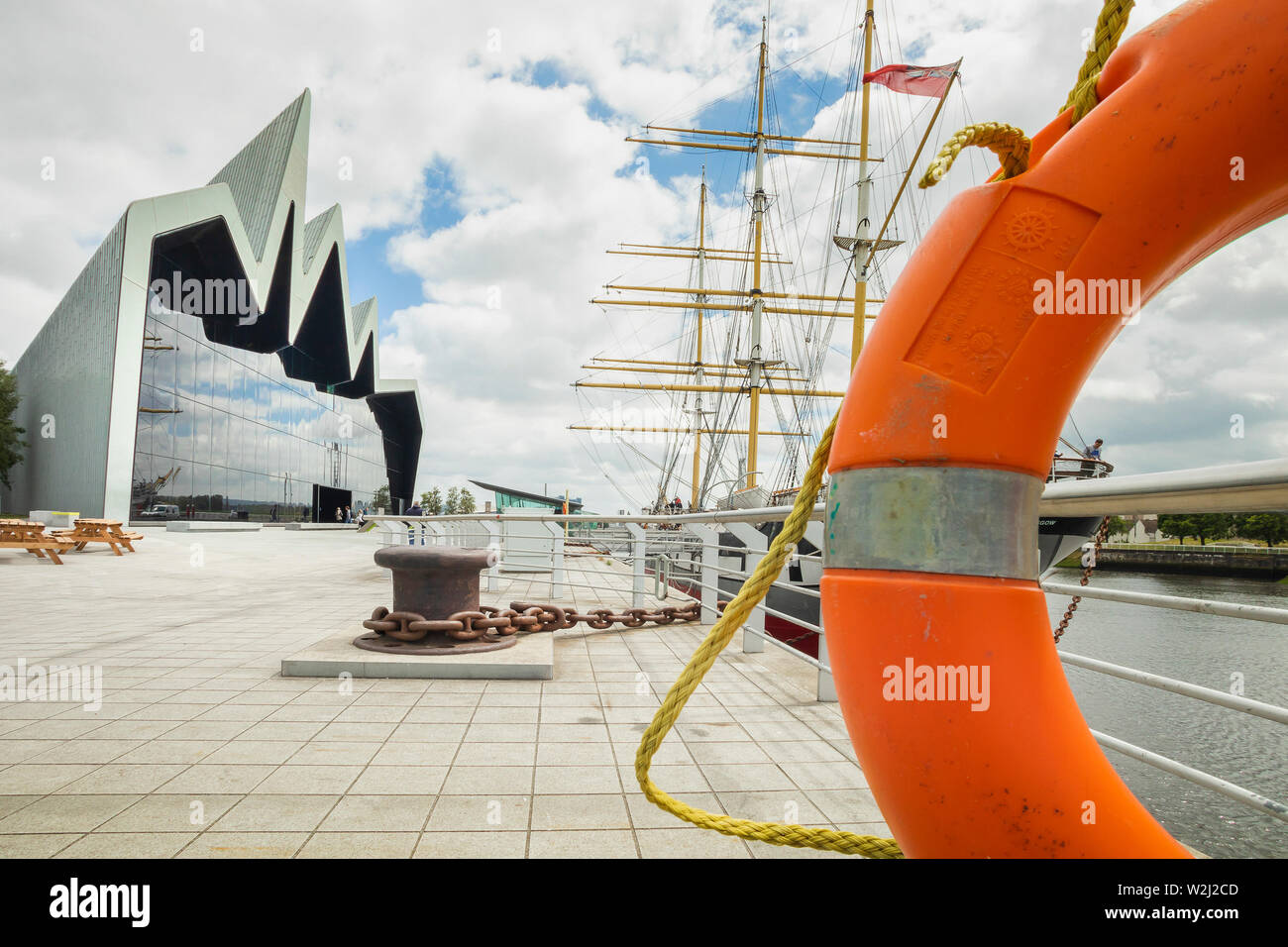 waterfront side of the RIVERSIDE MUSEUM WITH a LIFEBELT IN THE ...