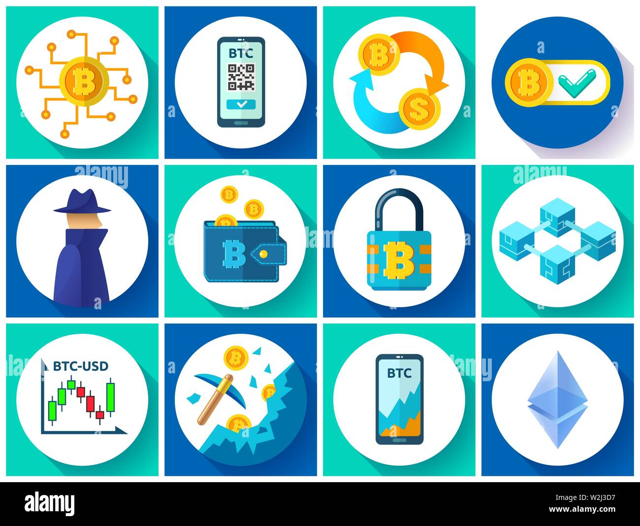 Mining icon set flat Stock Vector Images - Alamy