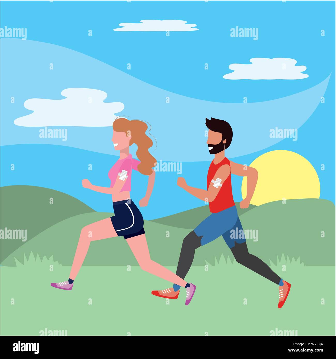 fitness exercise couple running workout healthy fit lifestyle outdoor ...
