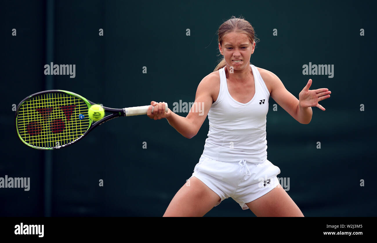 Matilda Mutavdzic in action in the Girls singles on day eight of the ...