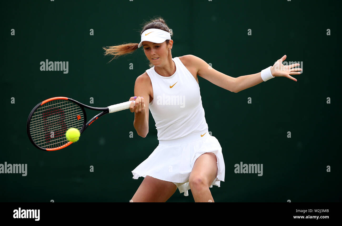 Daria Frayman in action in the Girls singles on day eight of the ...