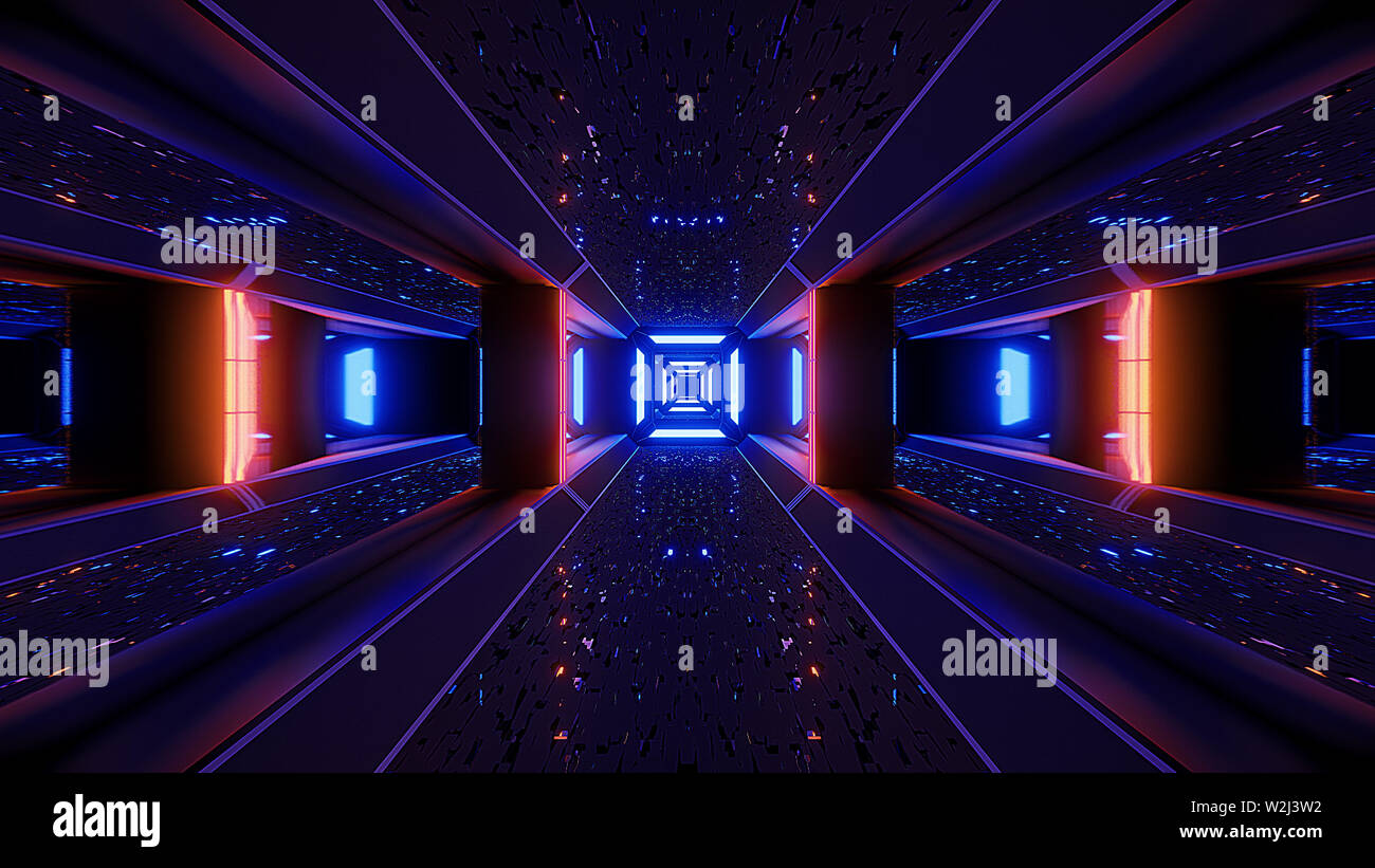 futuristice scifi alien tunnel wallpaper 3d rendering Stock Photo - Alamy