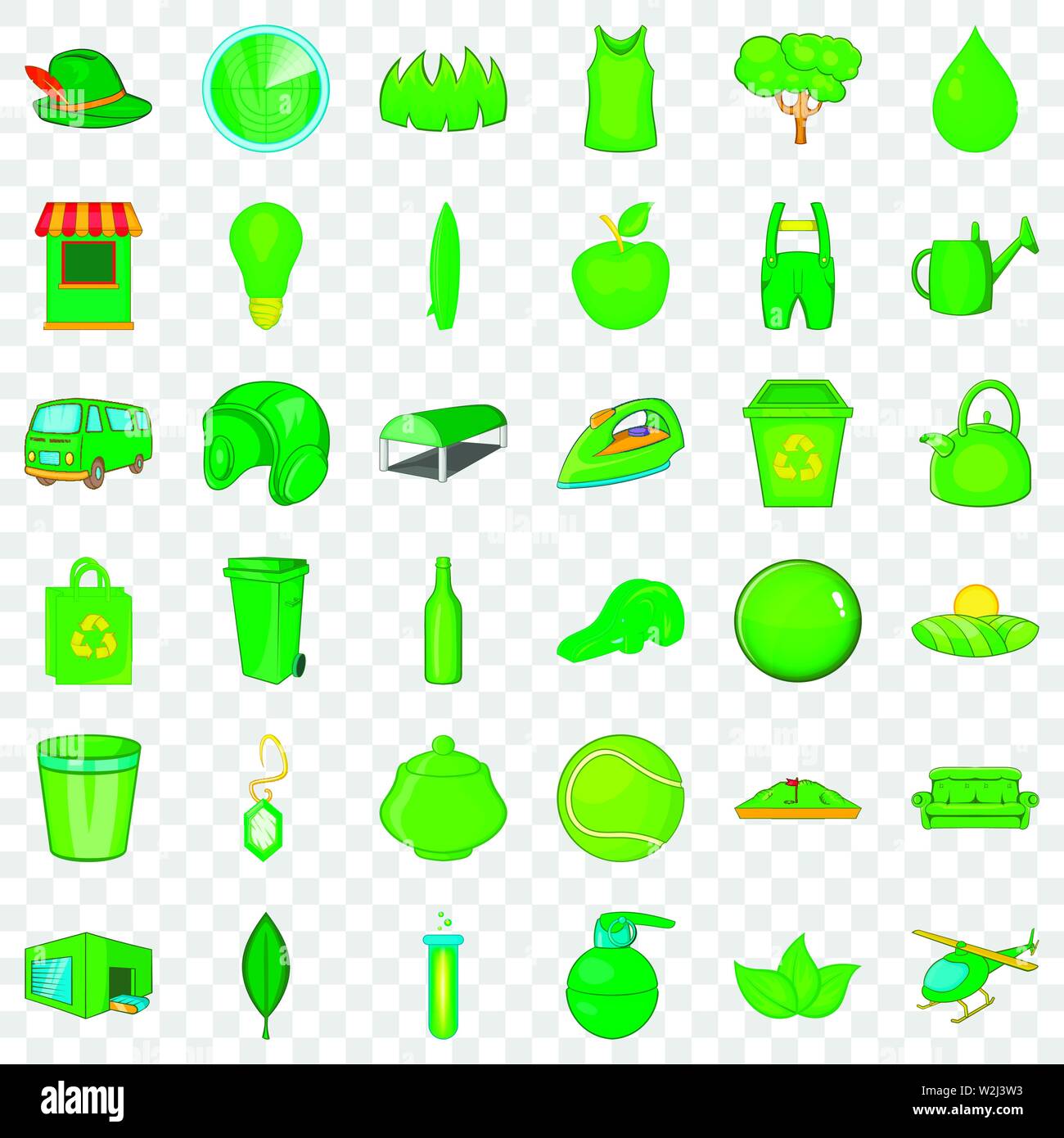 Green icons set, cartoon style Stock Vector Image & Art - Alamy