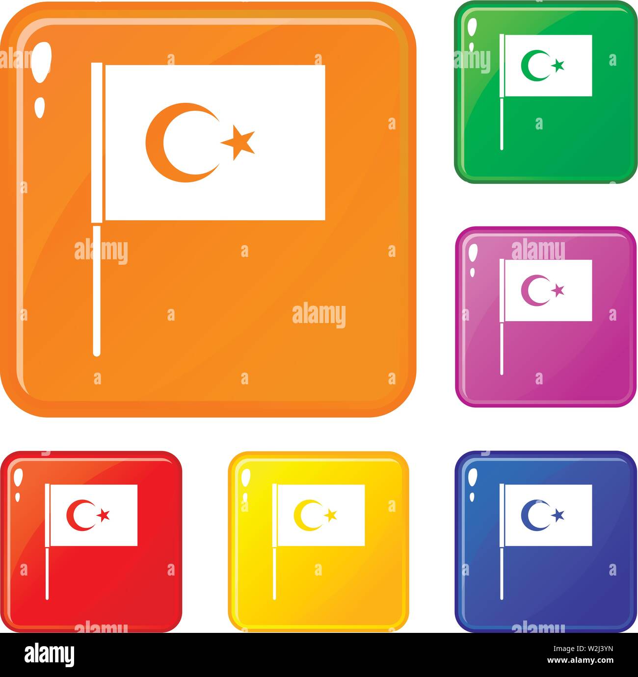Turkish flag icons set vector color Stock Vector Image & Art - Alamy