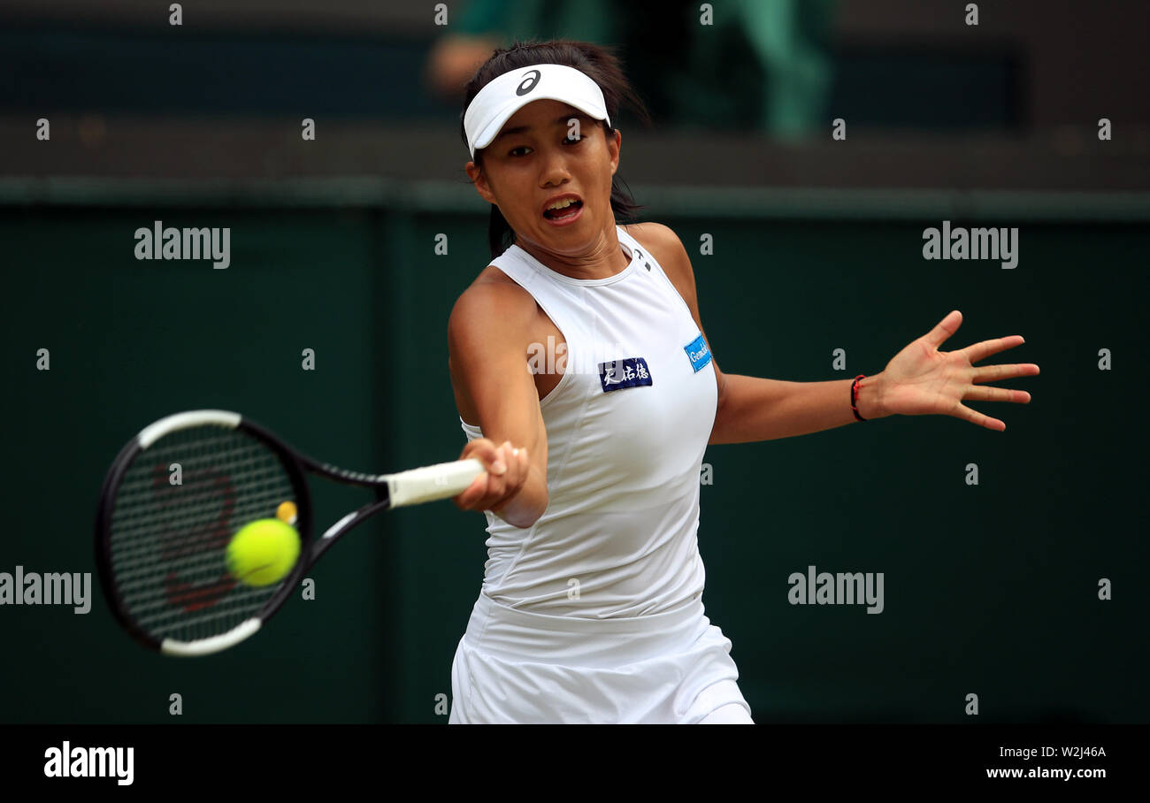 Shuai Zhang in action on day eight of the Wimbledon Championships at ...