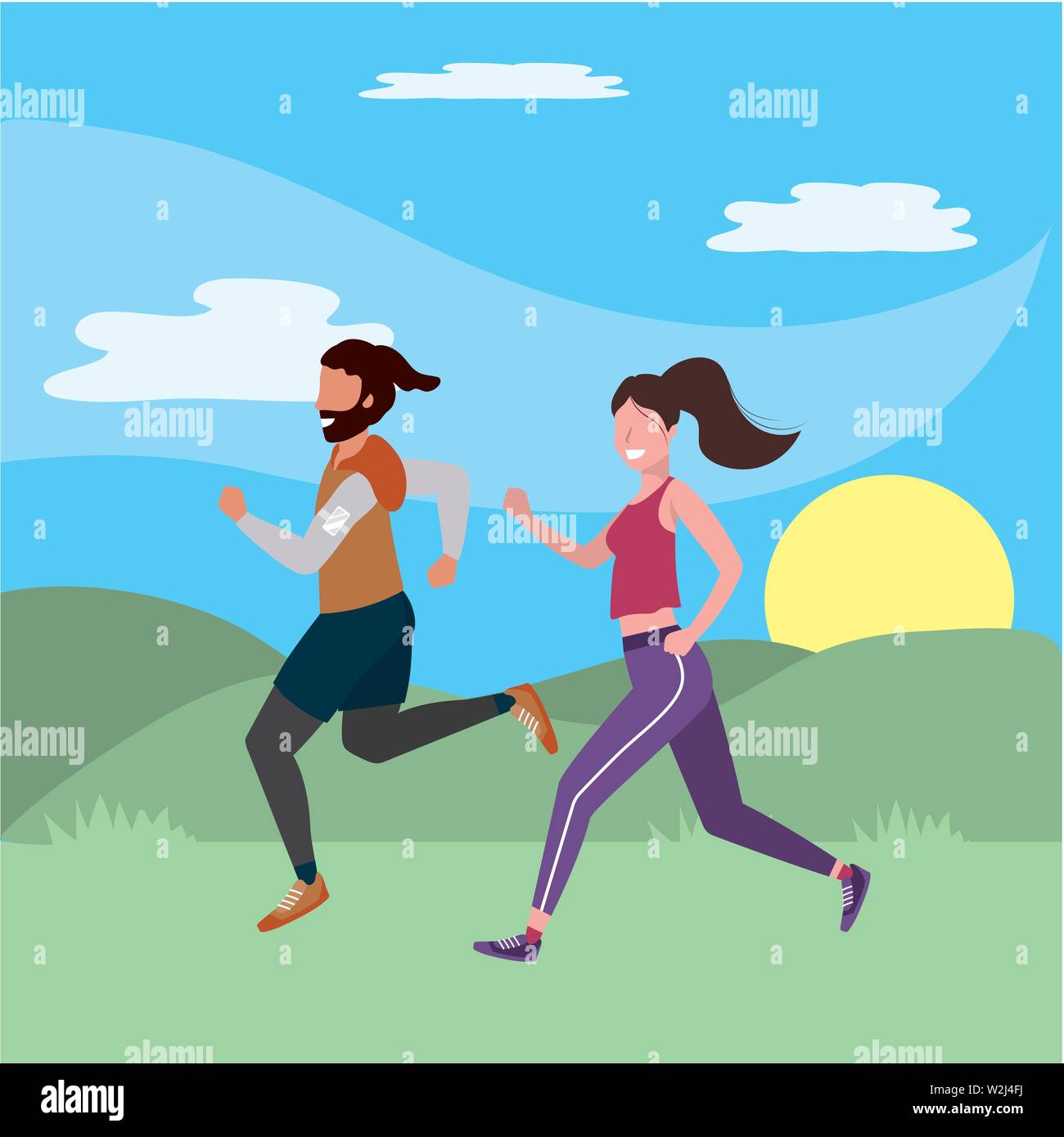 fitness exercise couple running workout healthy fit lifestyle outdoor ...