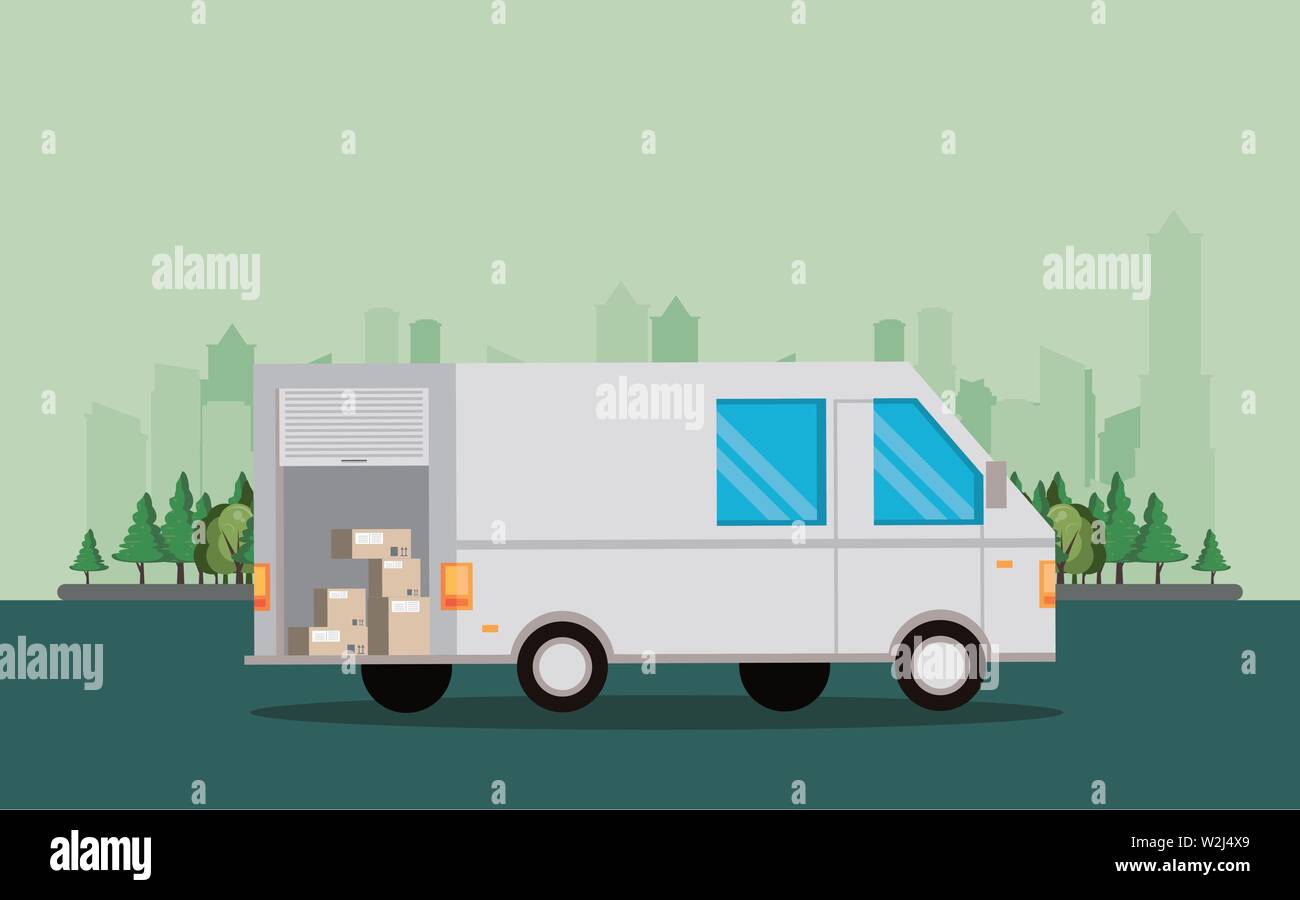 transport vehicle delivery van cartoon Stock Vector Image & Art - Alamy