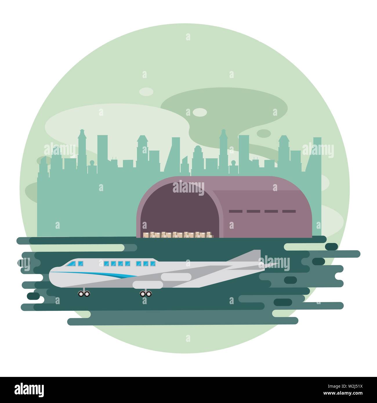 transportation commercial passengers airplane cartoon Stock Vector ...