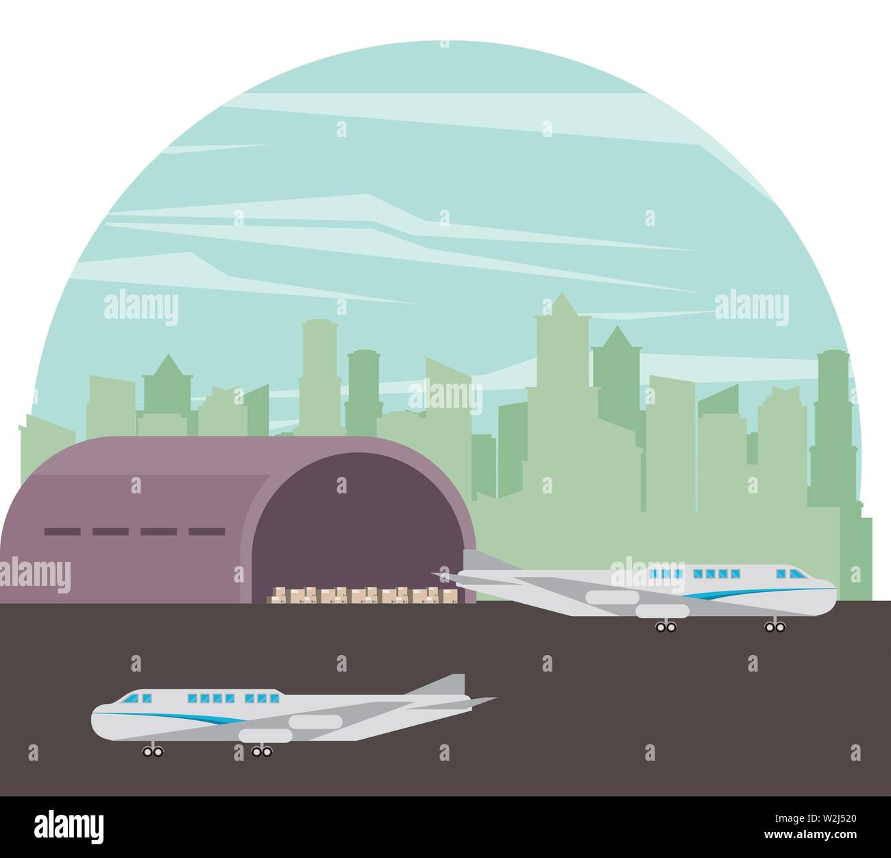 transportation commercial passengers airplanes cartoon Stock Vector ...