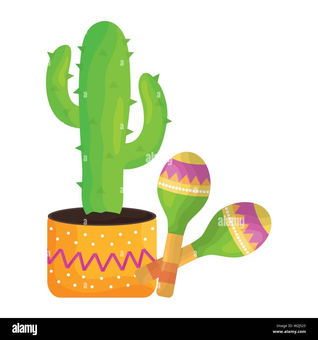 mexican cactu plant with maracas vector illustration design Stock ...