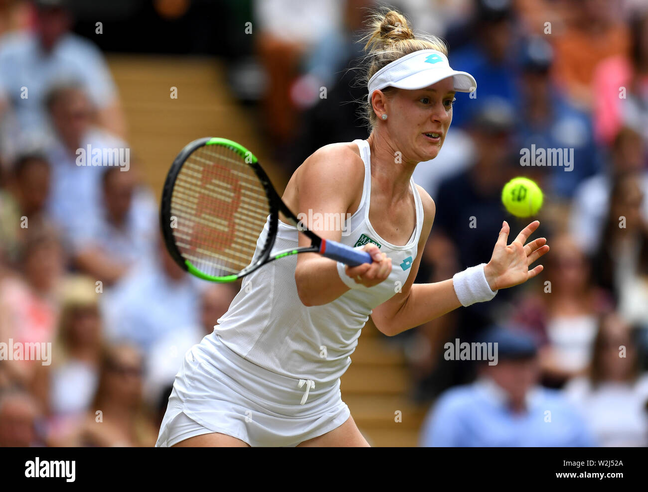 Alison Riske in action against Serena Williams on day eight of the ...