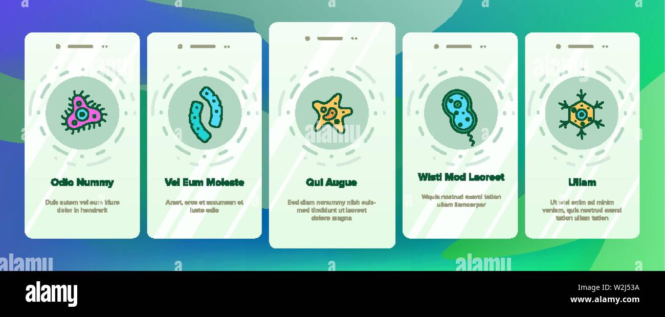 Microorganisms Cells Thin Line Icons Vector Onboarding Stock Vector ...