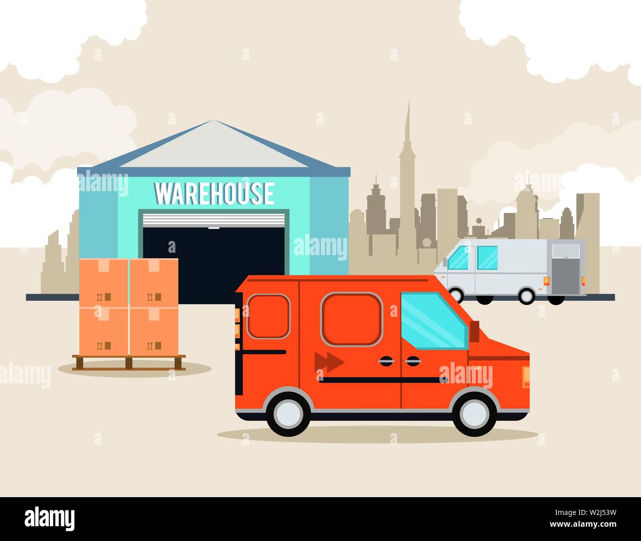 transportation merchandise logistic cargo cartoon Stock Vector Image ...