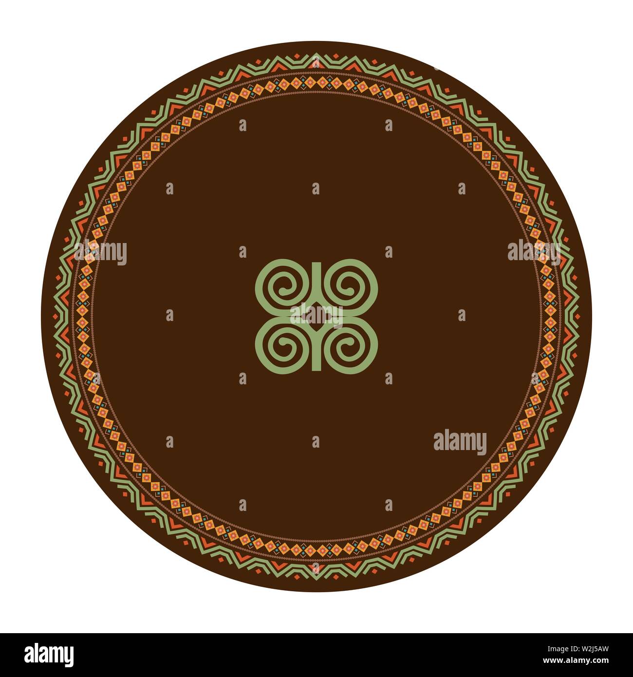 Decorative plate with round ornament in ethnic tribal symbols style ...