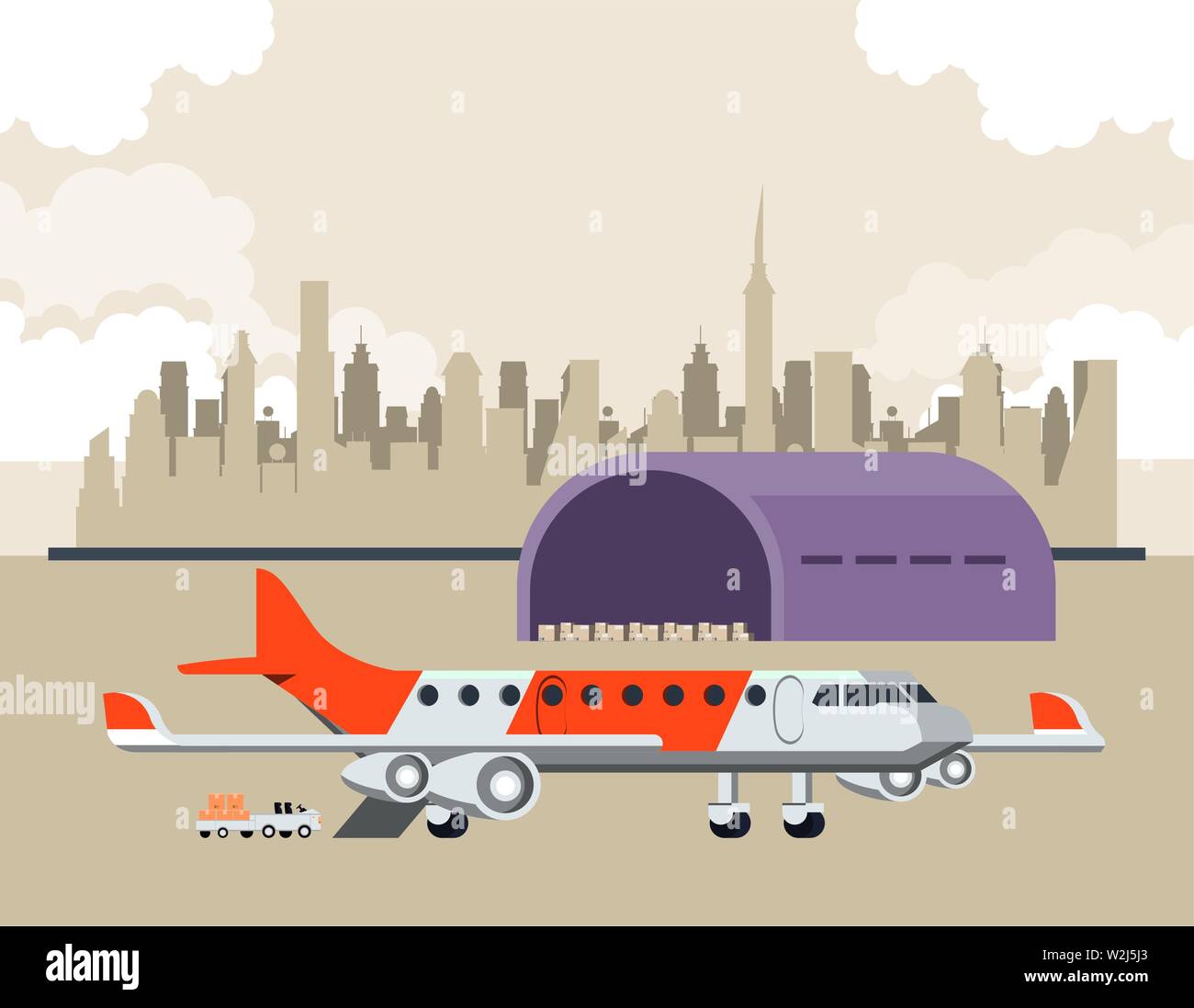 transportation commercial passengers airplane cartoon Stock Vector ...