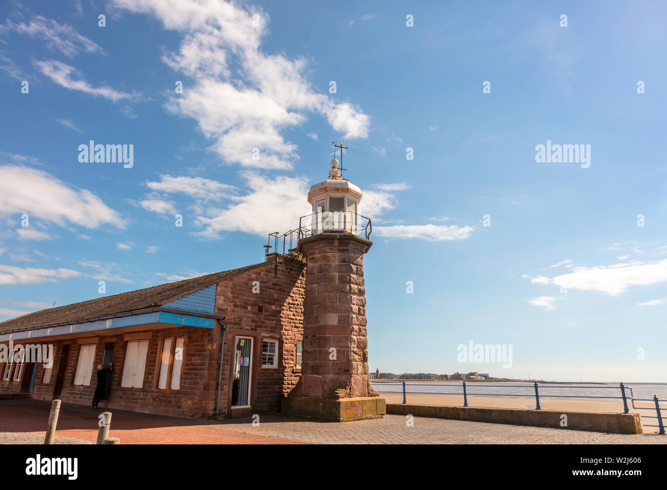The mid-19th century lighthouse and railway station building on the ...