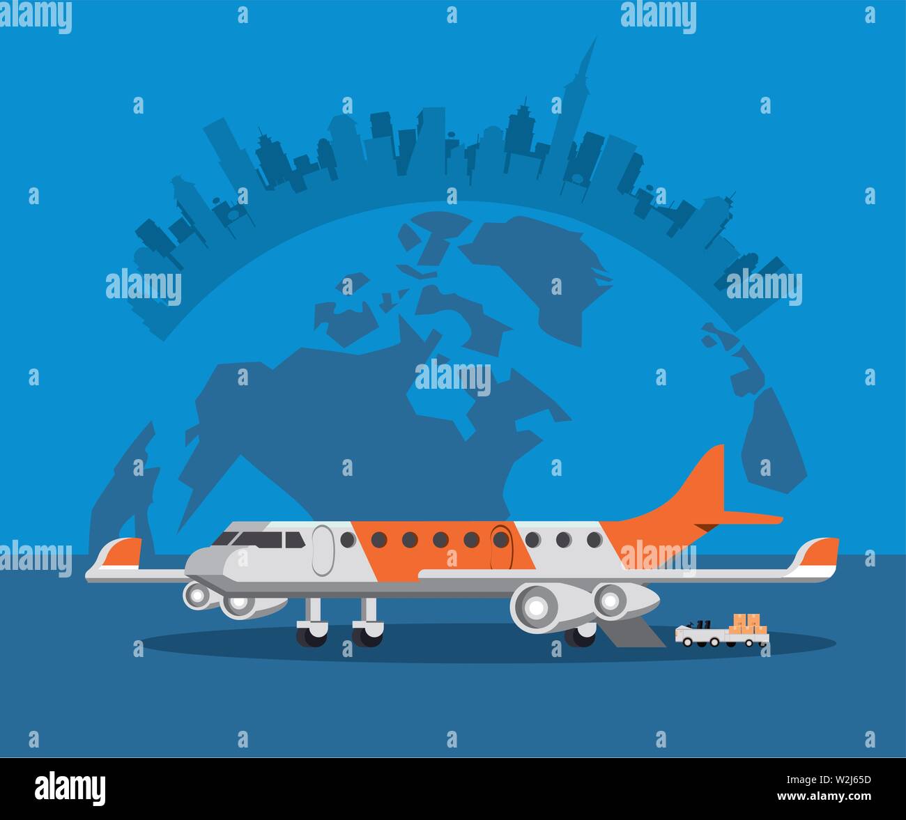 transportation commercial passengers airplane cartoon Stock Vector ...