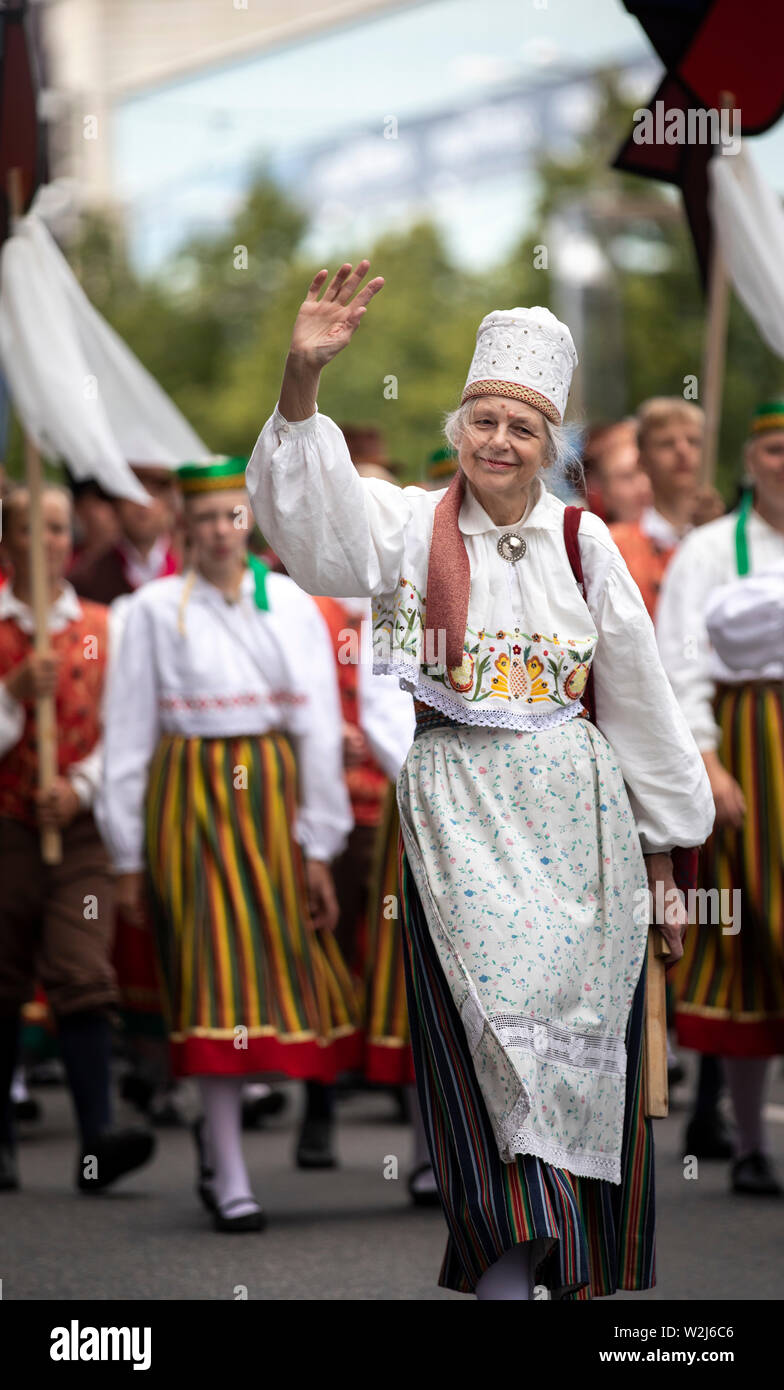 Tallinn, Estonia, 6th July, 2019: people in traditional clothing in ...