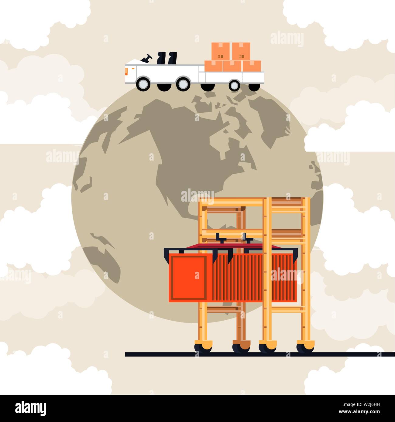 transportation merchandise logistic cargo cartoon Stock Vector Image ...