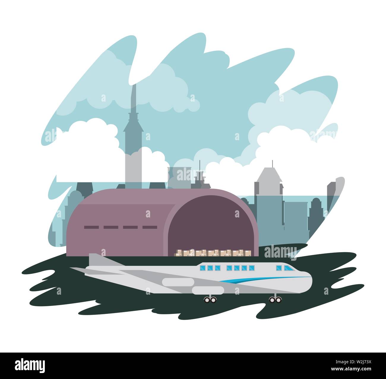 transportation commercial passengers airplane cartoon Stock Vector ...