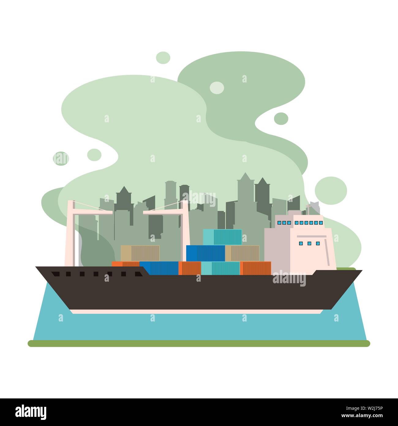 transportation cargo merchandise ship cartoon Stock Vector Image & Art ...