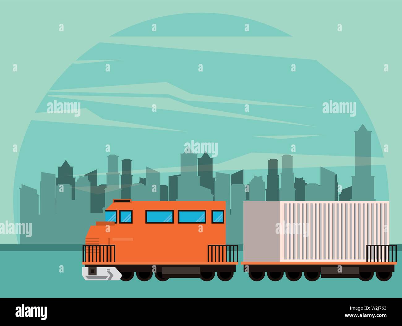 transportation merchandise logistic cargo train cartoon Stock Vector ...