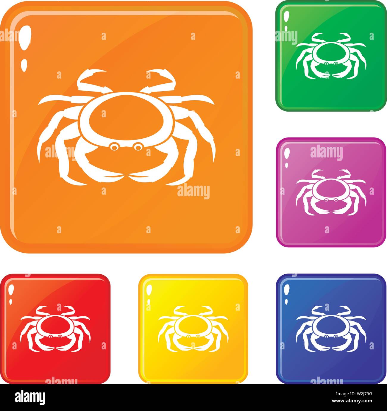 Seafood crab icons set vector color Stock Vector Image & Art - Alamy