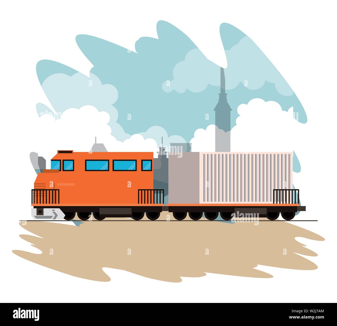 transportation merchandise logistic cargo train cartoon Stock Vector ...
