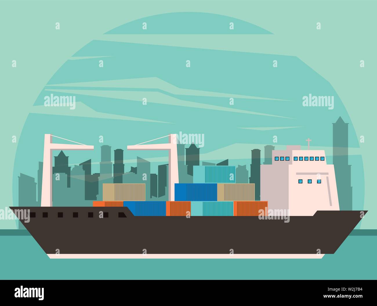 transportation cargo merchandise ship cartoon Stock Vector Image & Art ...