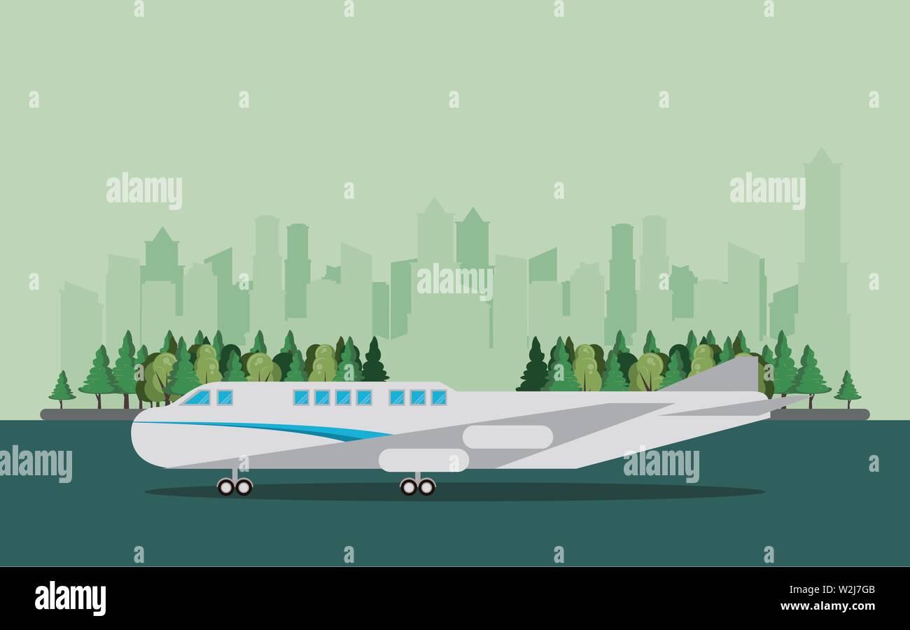 transportation commercial passengers airplane cartoon Stock Vector ...