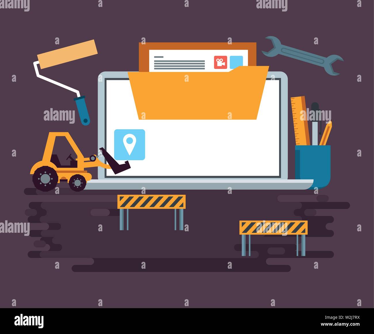 technology device laptop maintenance cartoon Stock Vector Image & Art ...