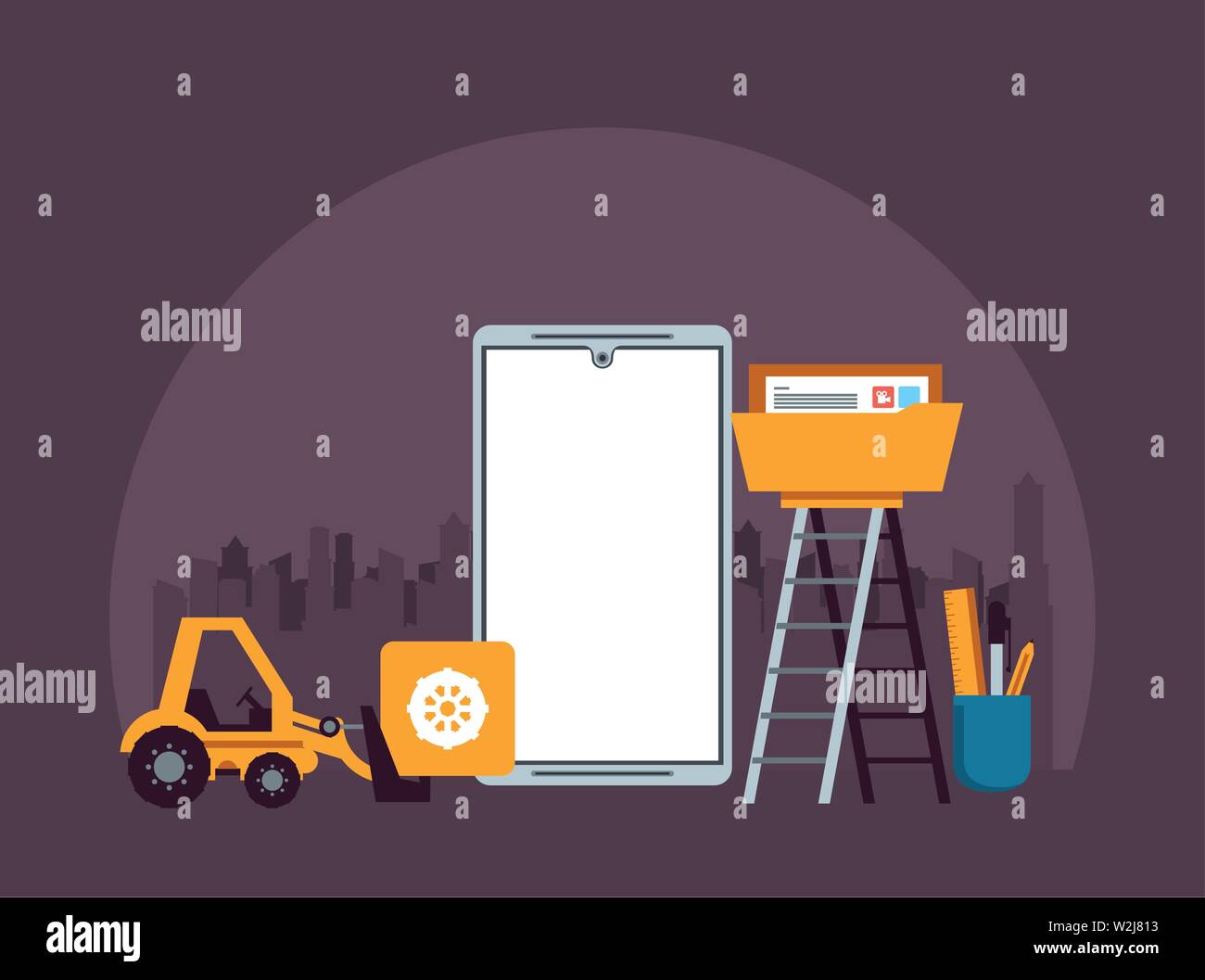 technology device maintenance support cartoon Stock Vector Image & Art ...