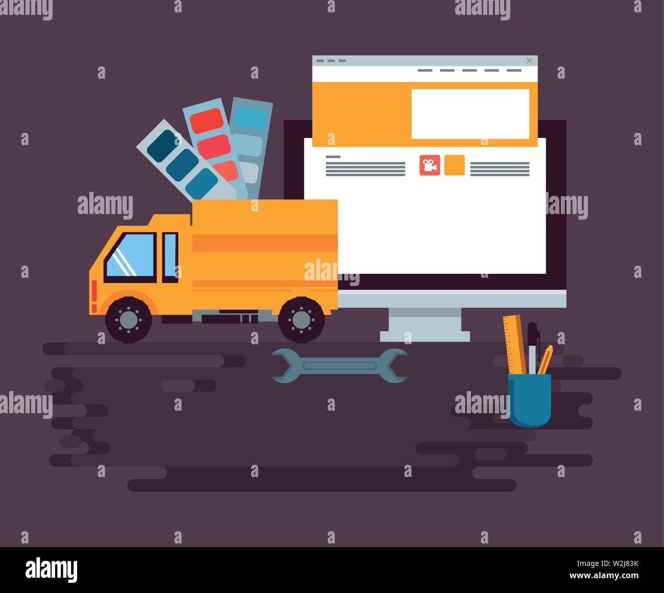 technology device maintenance support cartoon Stock Vector Image & Art ...