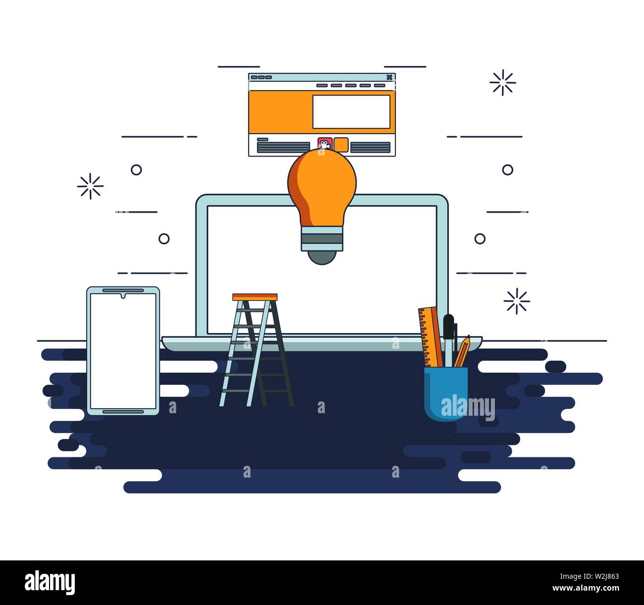 technology device laptop maintenance cartoon Stock Vector Image & Art ...