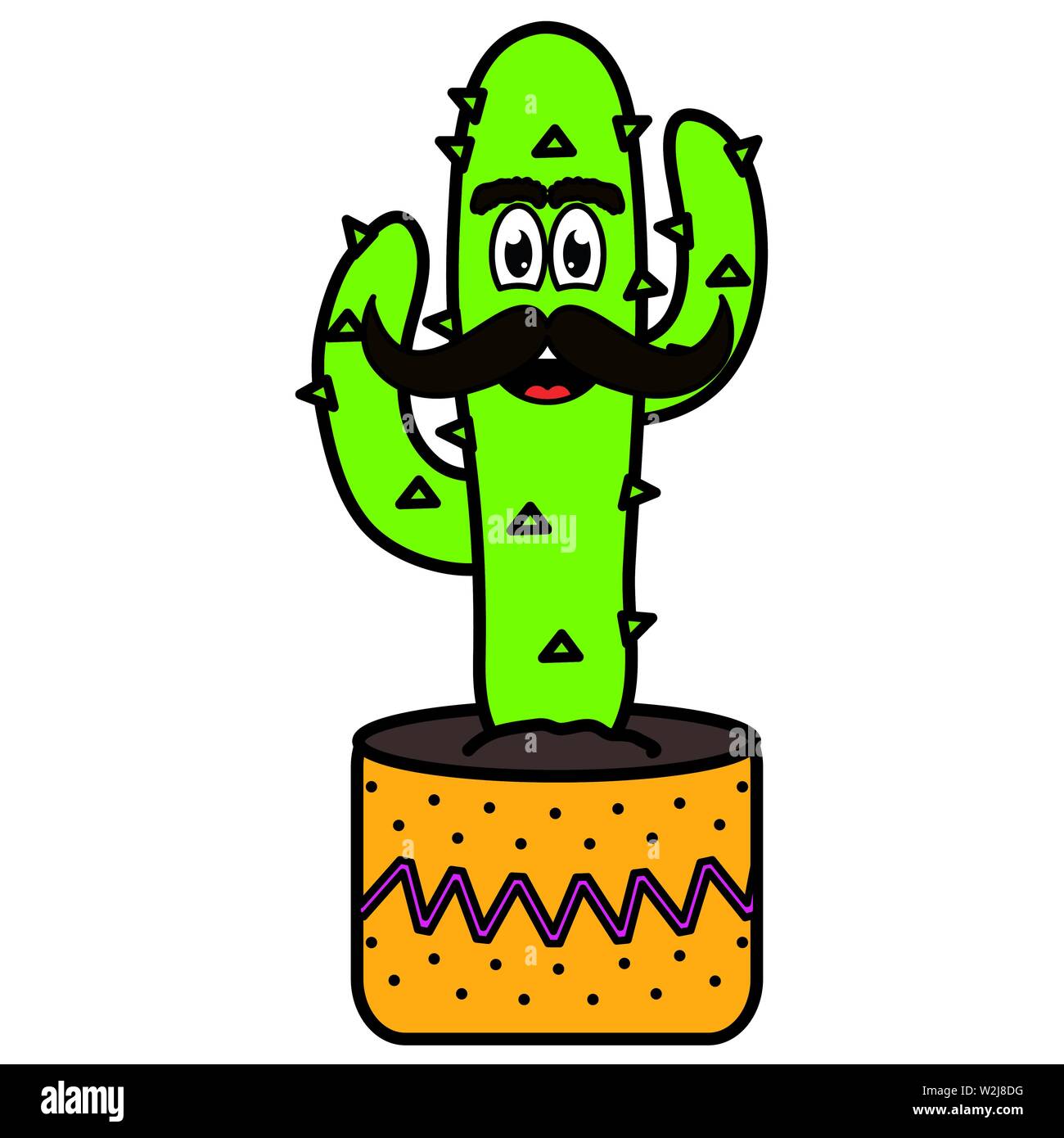 mexican cactus with mustache emoji character vector illustration design ...