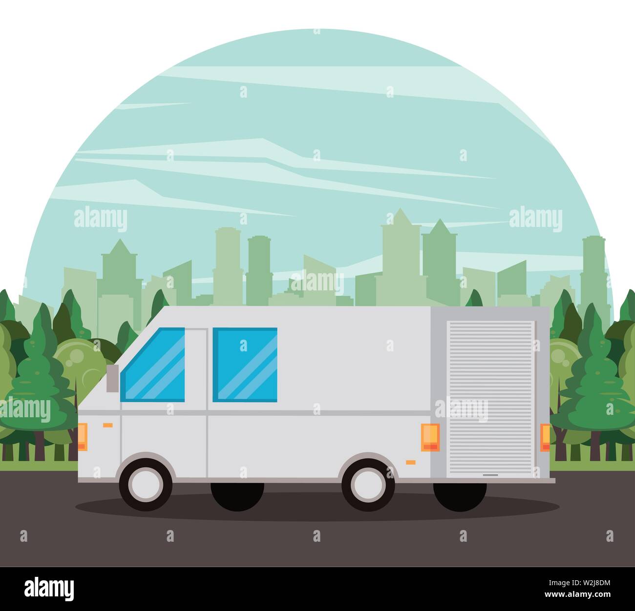 transport vehicle delivery van cartoon Stock Vector Image & Art - Alamy