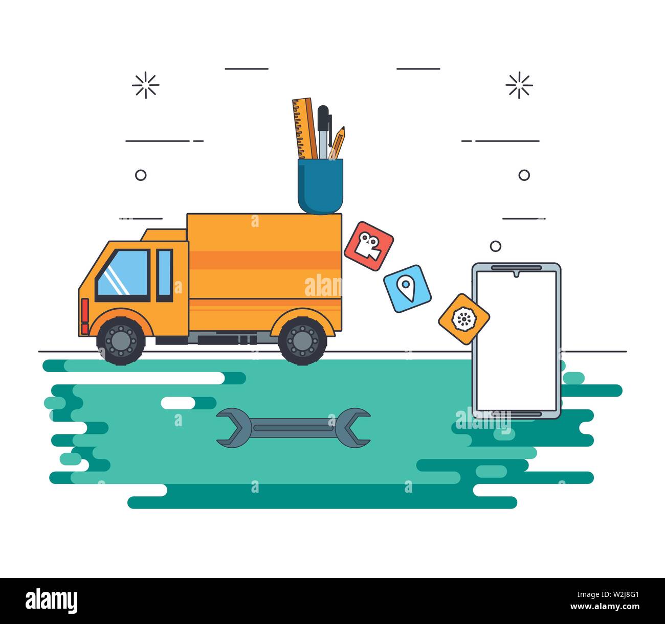 technology device maintenance support cartoon Stock Vector Image & Art ...