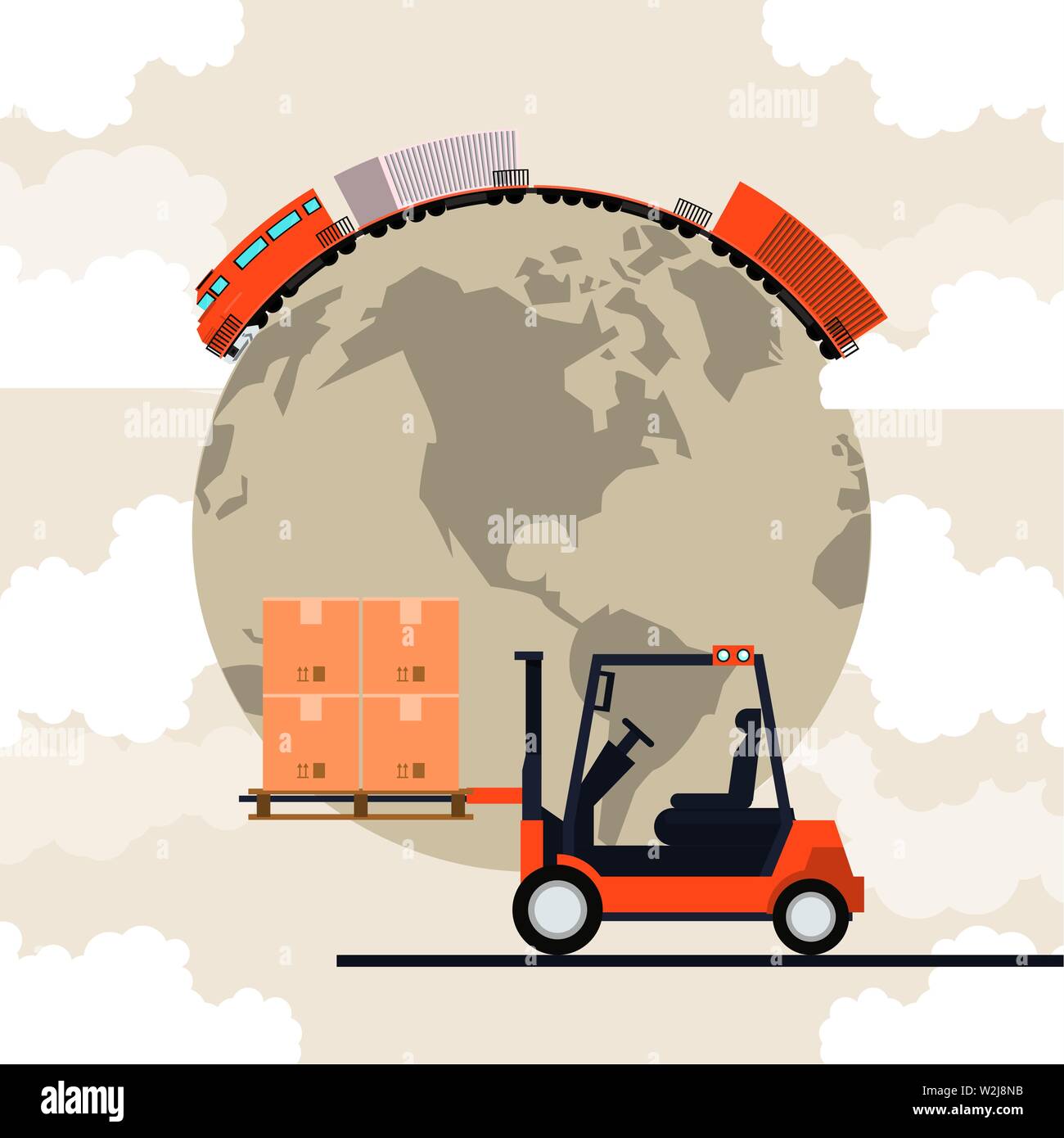 transportation cargo merchandise logistic cartoon Stock Vector Image ...