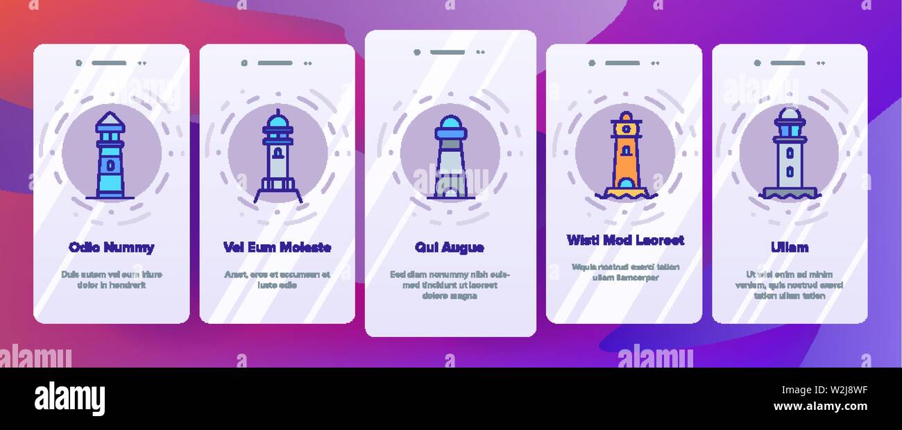 Lighthouse, Sea Beacon Linear Vector Onboarding Stock Vector Image ...