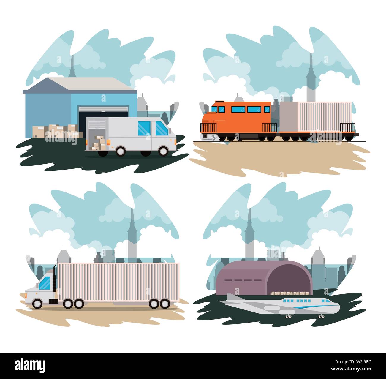 transportation merchandise logistic cargo cartoon Stock Vector Image ...
