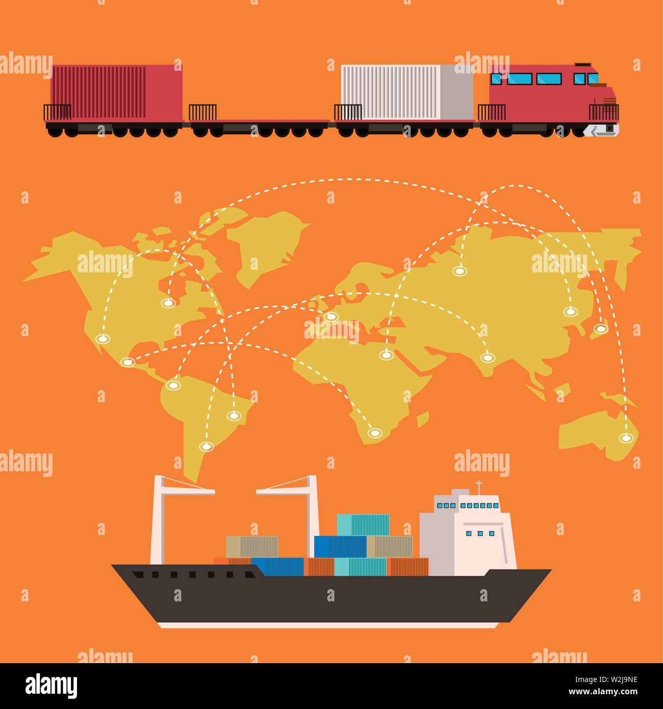 transportation cargo merchandise logistic cartoon Stock Vector Image ...